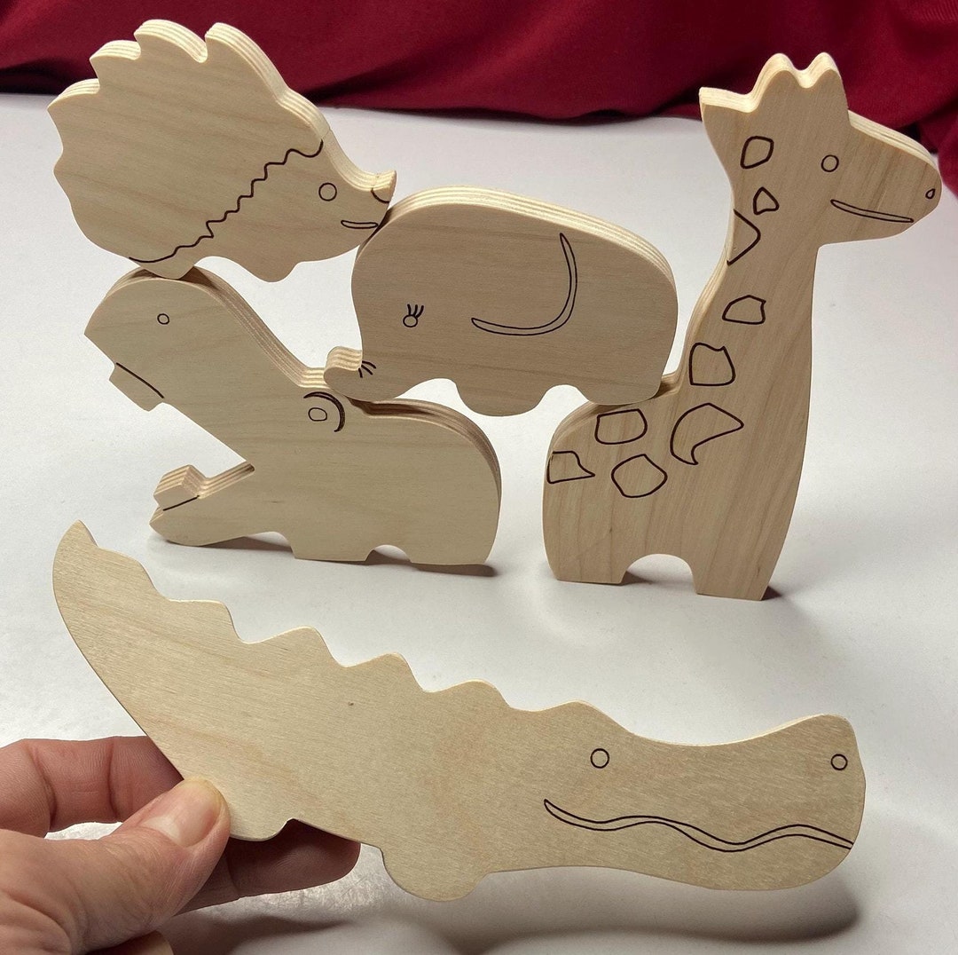 Wooden Balancing Animal Toys Coordination & Balance Skills. Set of 5 ...