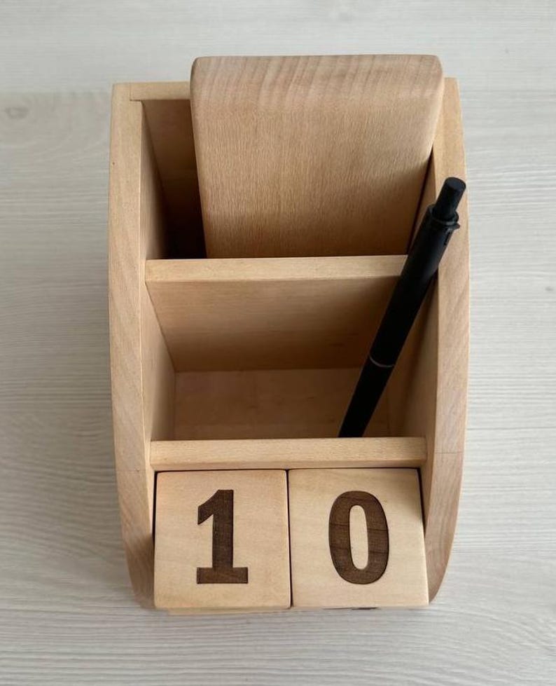Perpetual Wooden Calendar - Desk Organizer for Office or Kids' Room ...