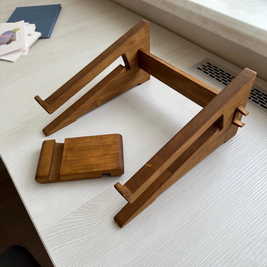 Wood Laptop Stand for Desk | Ergonomic Posture Riser for Office or ...