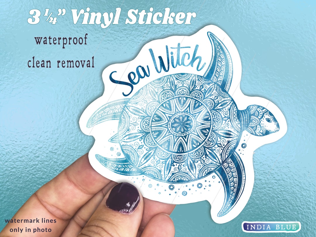 Sea Witch Sticker, Sea Turtle Vinyl Sticker, Ocean Aesthetic Phone Case ...