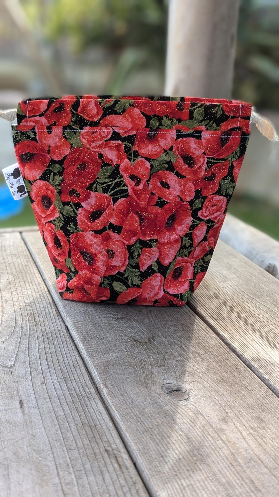 Red Poppy Project Bag and Yarn Cozies - Etsy