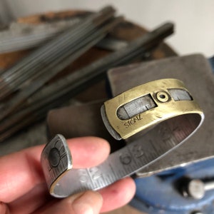 SMALL Size Ruler Bracelet Vintage Repurposed Upcycled Aluminum Brass ...
