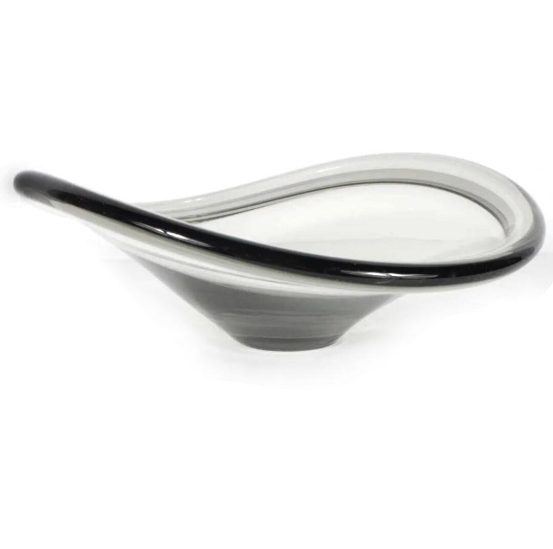 MCM Mid Century Modern Holmegaard per Lutkin Smoke Glass Selandia Wave ...