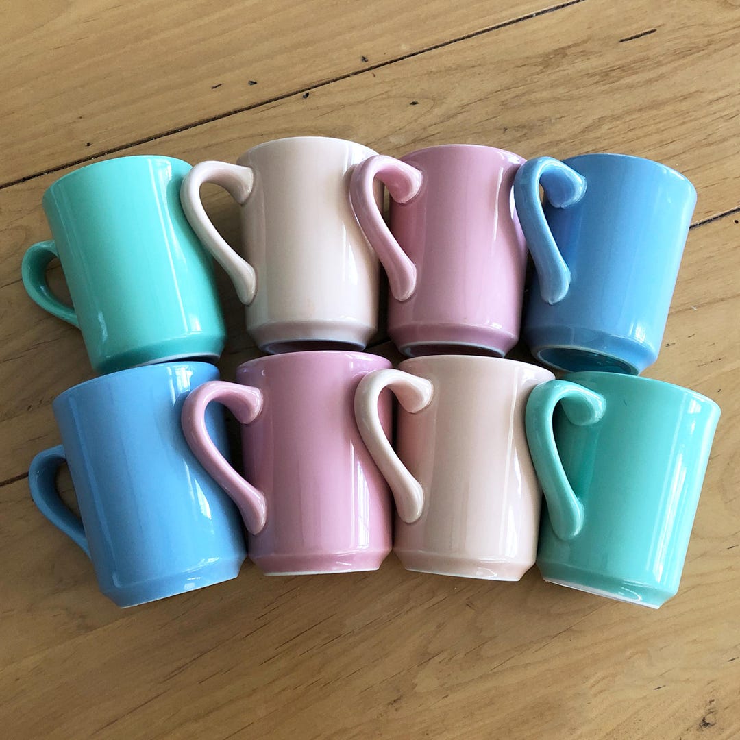 HLC Homer Laughlin Denver Coffee Mugs Set of Eight Vintage USA Pastels ...
