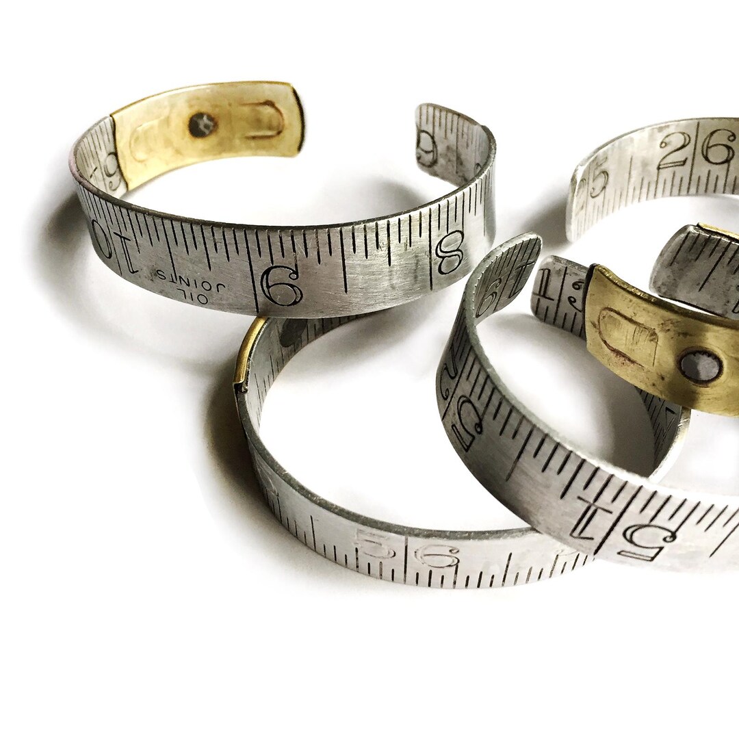 Vintage Ruler Bracelet, Upcycled Aluminum Brass Cuff (size Large) - Etsy