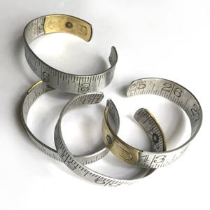 SMALL Size Ruler Bracelet Vintage Repurposed Upcycled Aluminum Brass ...