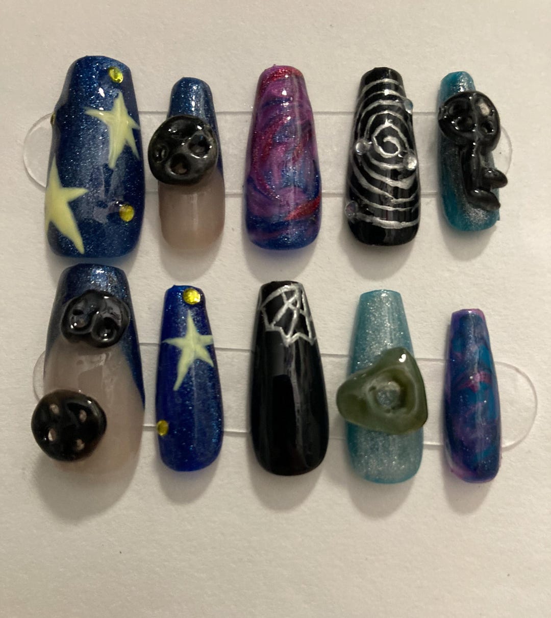 Coraline Press on Nails | Halloween Movie Faux Nails | Cateye Coffin ...