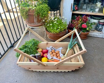 Rustic English Garden Trug, Sussex Trug, Bent Wood Handle Handle ...