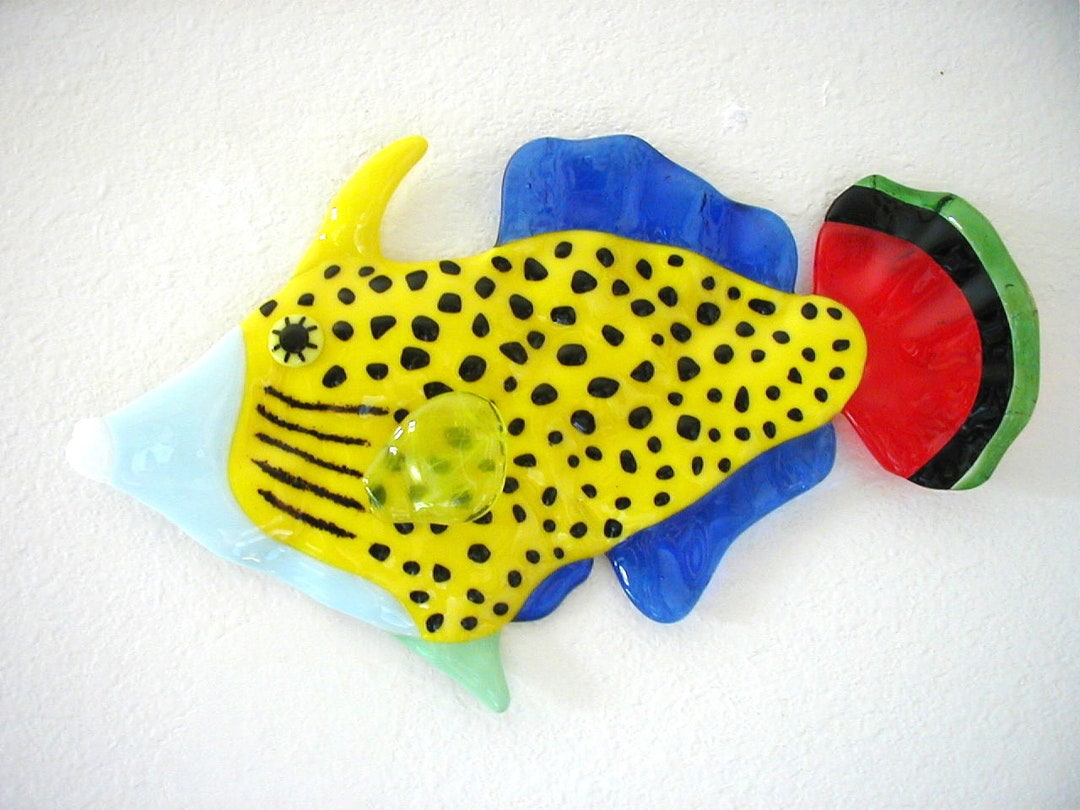 Original and One of a Kind, Fused Glass Fantail Filefish, Wall Art - Etsy