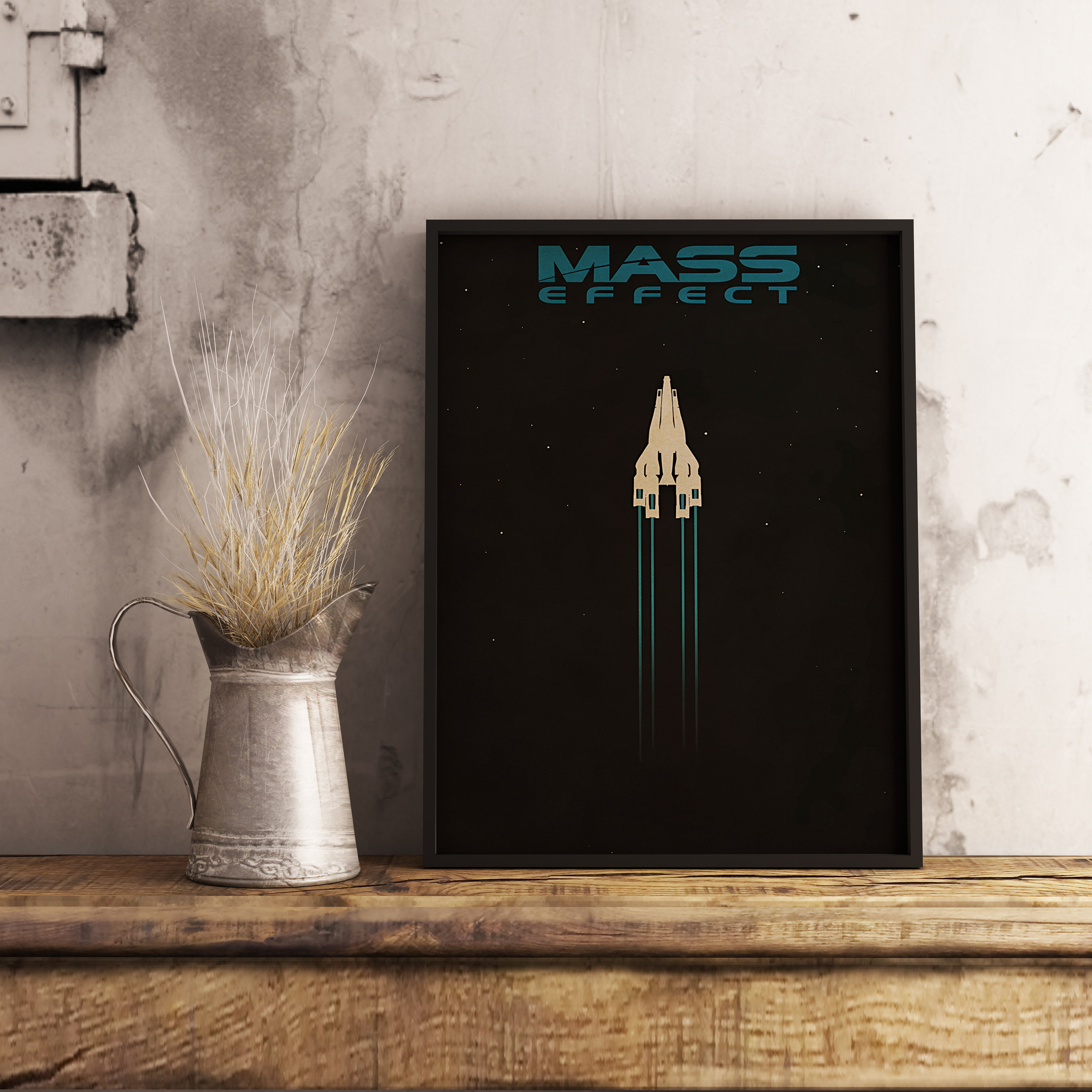 Mass Effect Poster, Commander Shepard Wall Art, Vintage Style Kraft ...