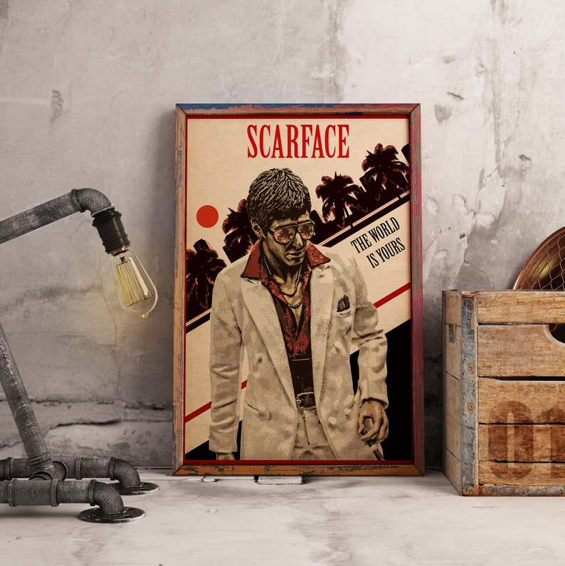 Scarface Movie Poster, Vintage Kraft Paper Print, Classic Film Wall Art ...