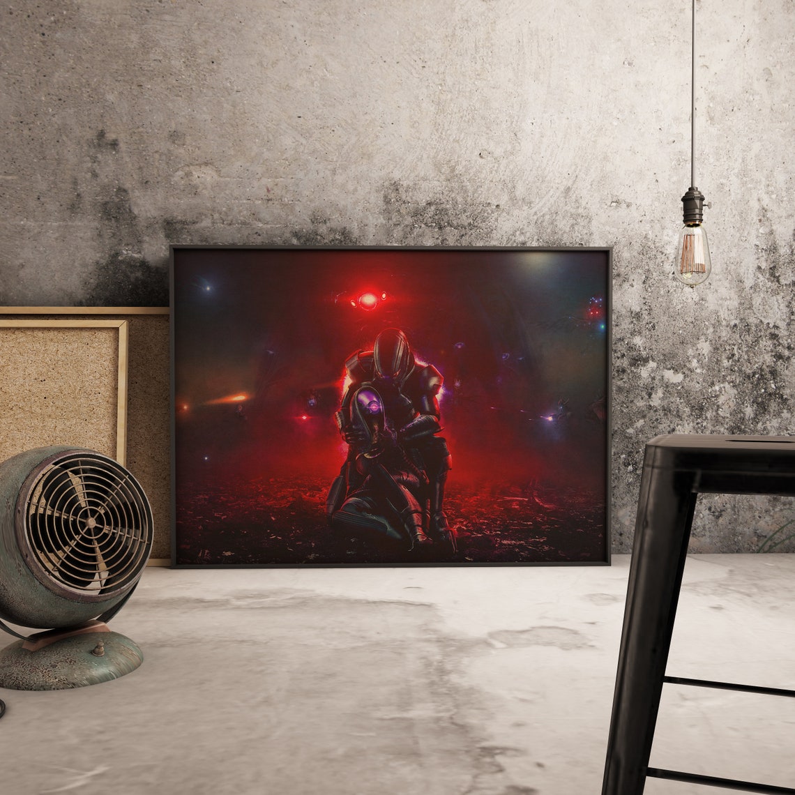 Mass Effect Poster, Commander Shepard Wall Art, Vintage Style Kraft ...