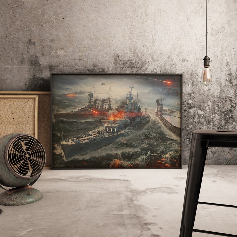 World of Warships Poster, Warship Wall Art, Kraft Paper Print, Gamer ...