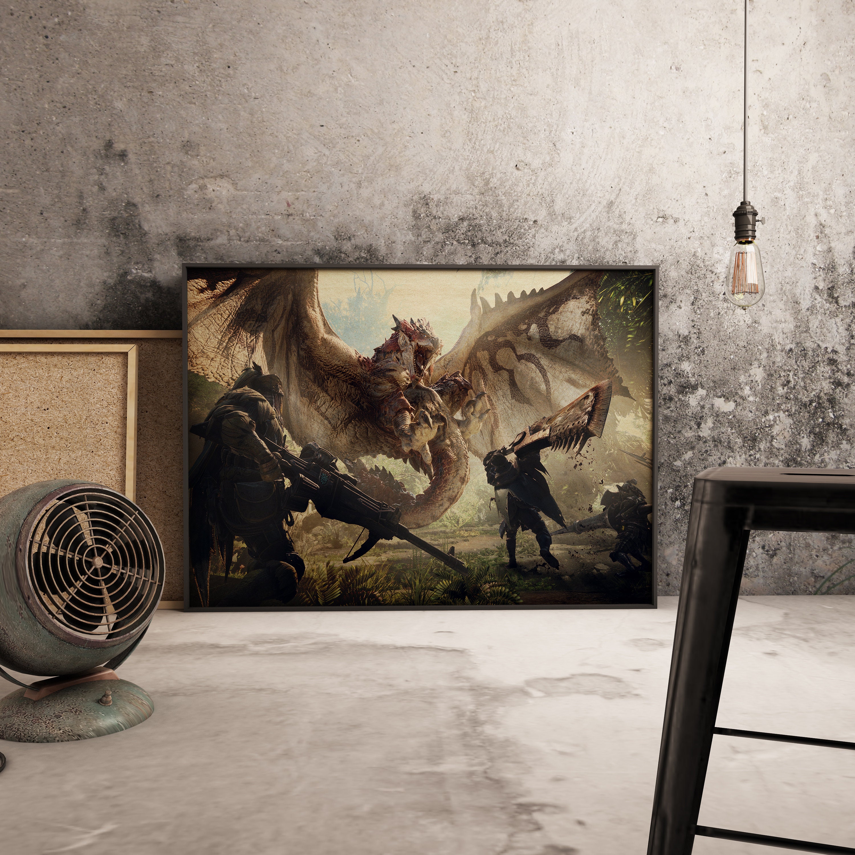 Monster Hunter World Poster, Video Game Wall Art, Kraft Paper Print ...
