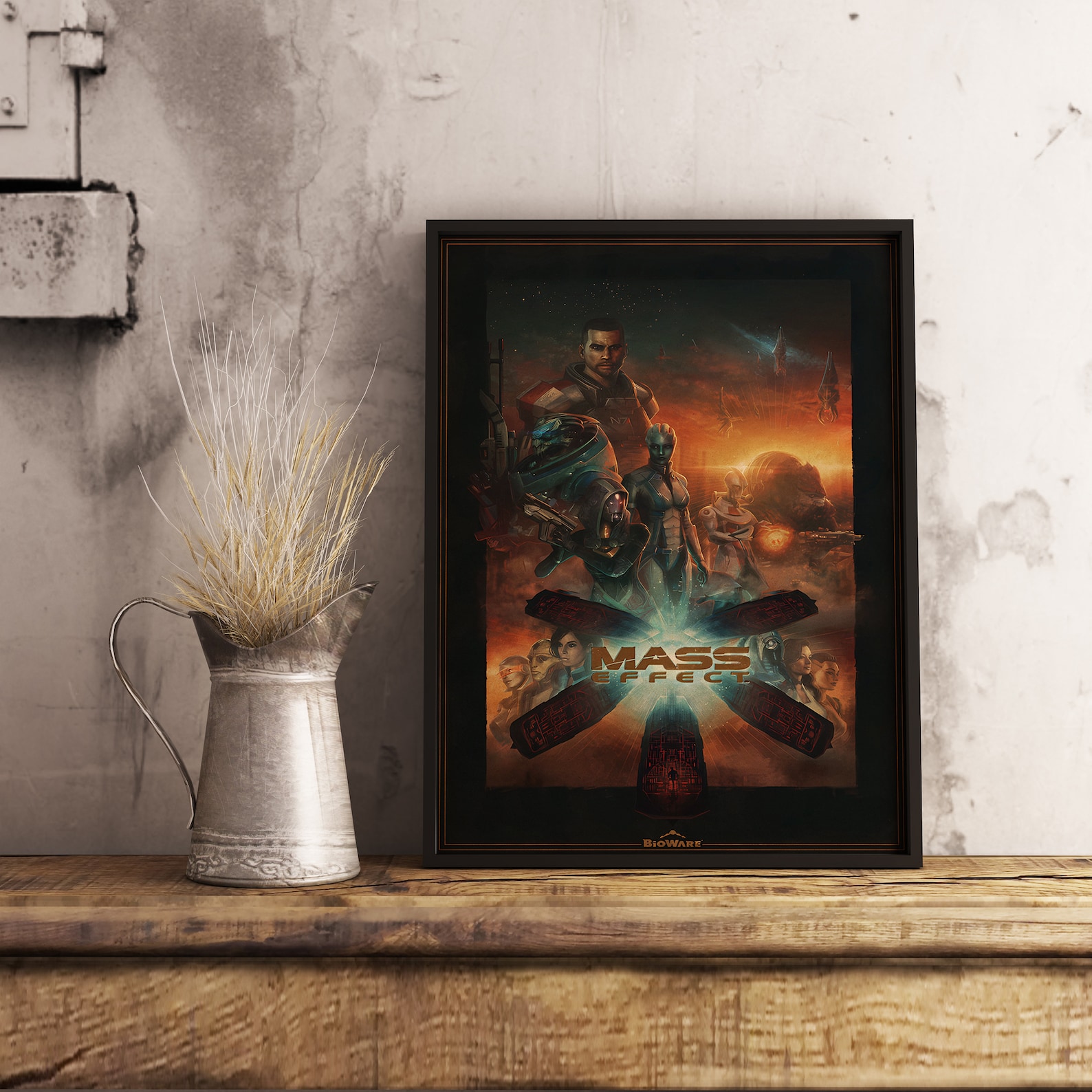 Mass Effect Poster, Commander Shepard Wall Art, Vintage Style Kraft ...