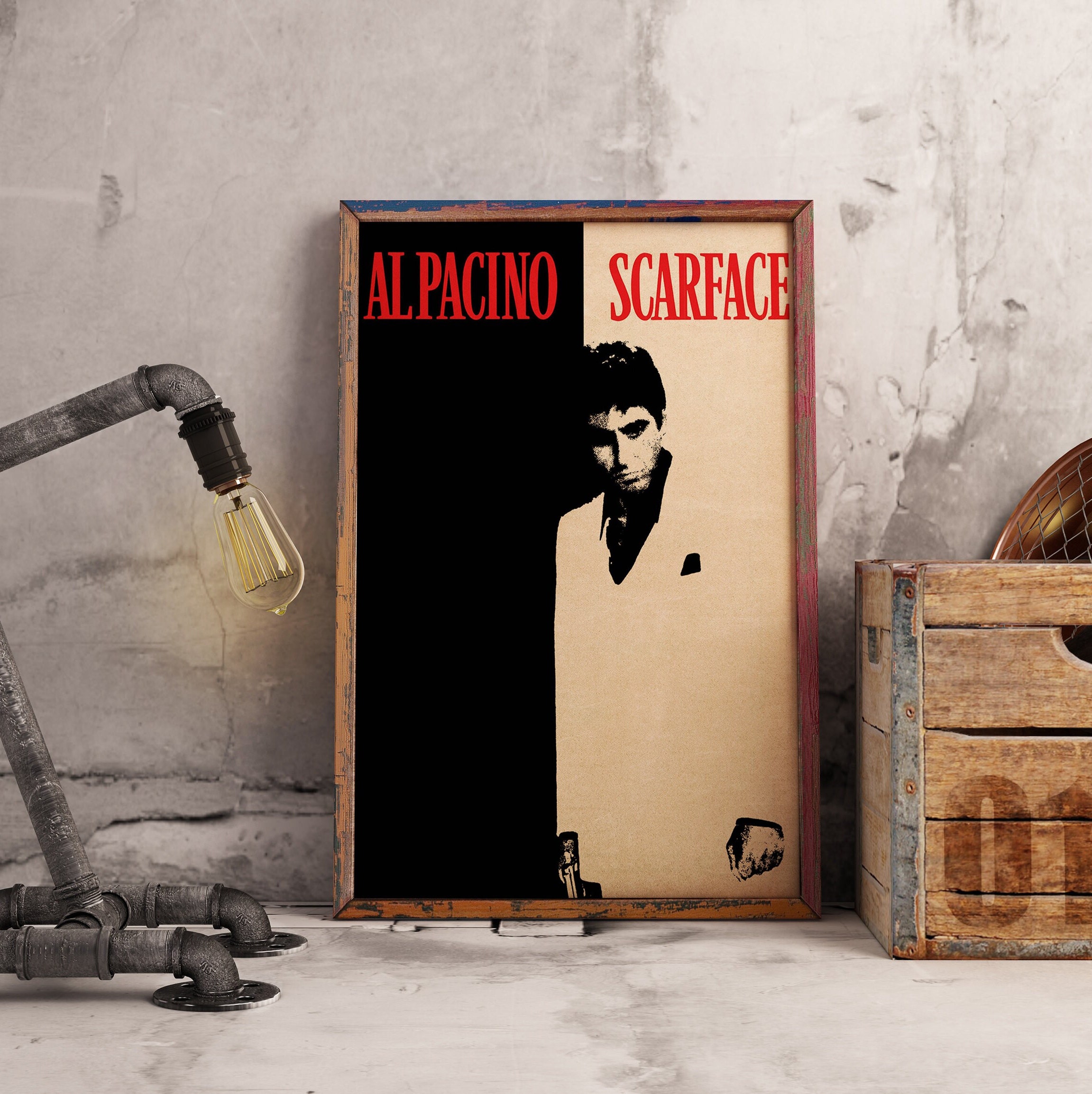 Scarface Movie Poster, Vintage Kraft Paper Print, Classic Film Wall Art ...
