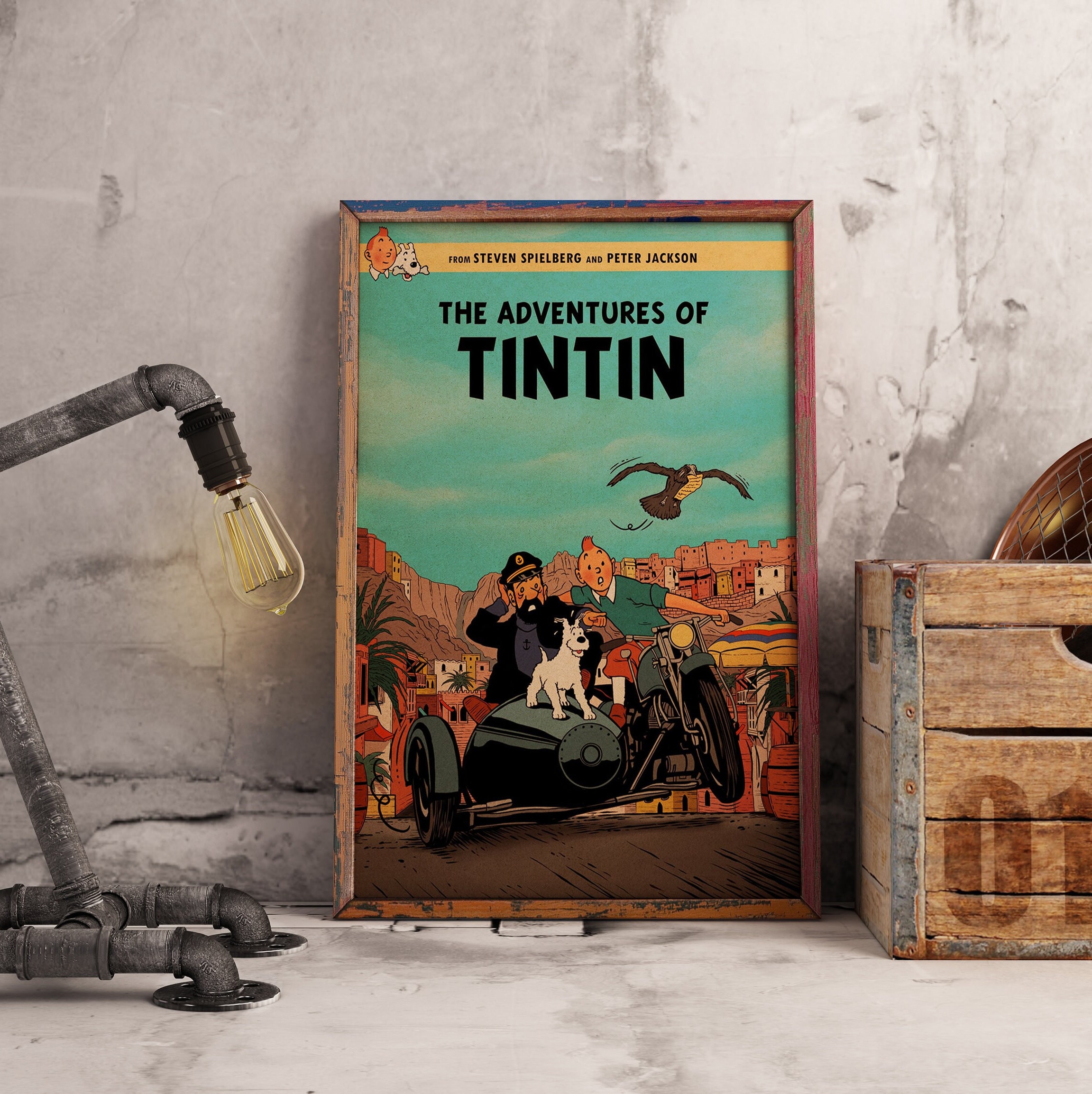 Tintin Poster, Classic Comic Art Print, Vintage Adventure Series, Hergé ...