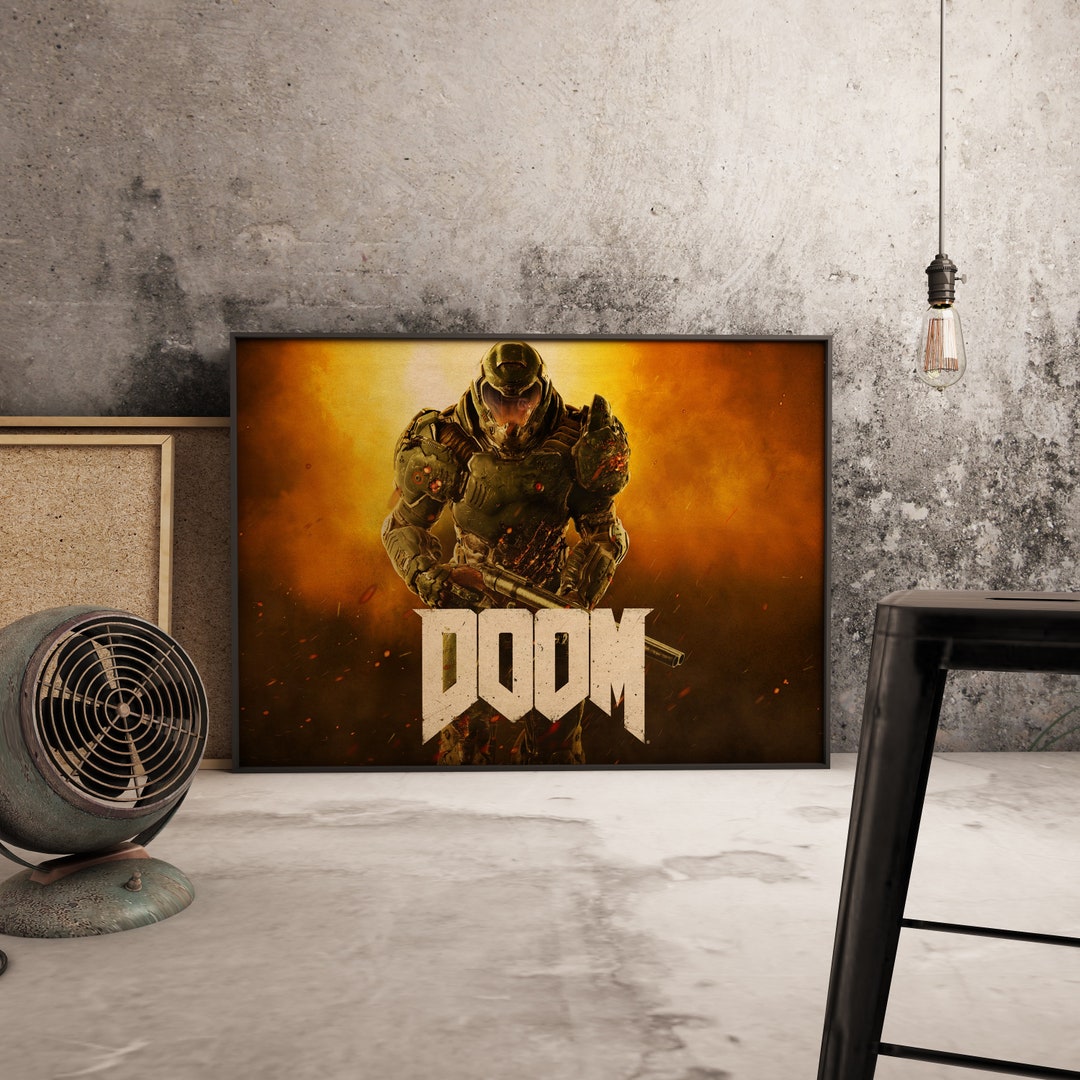 Doom Game Poster, Eternal Wall Art, Vintage Wall Decor, Kraft Paper ...