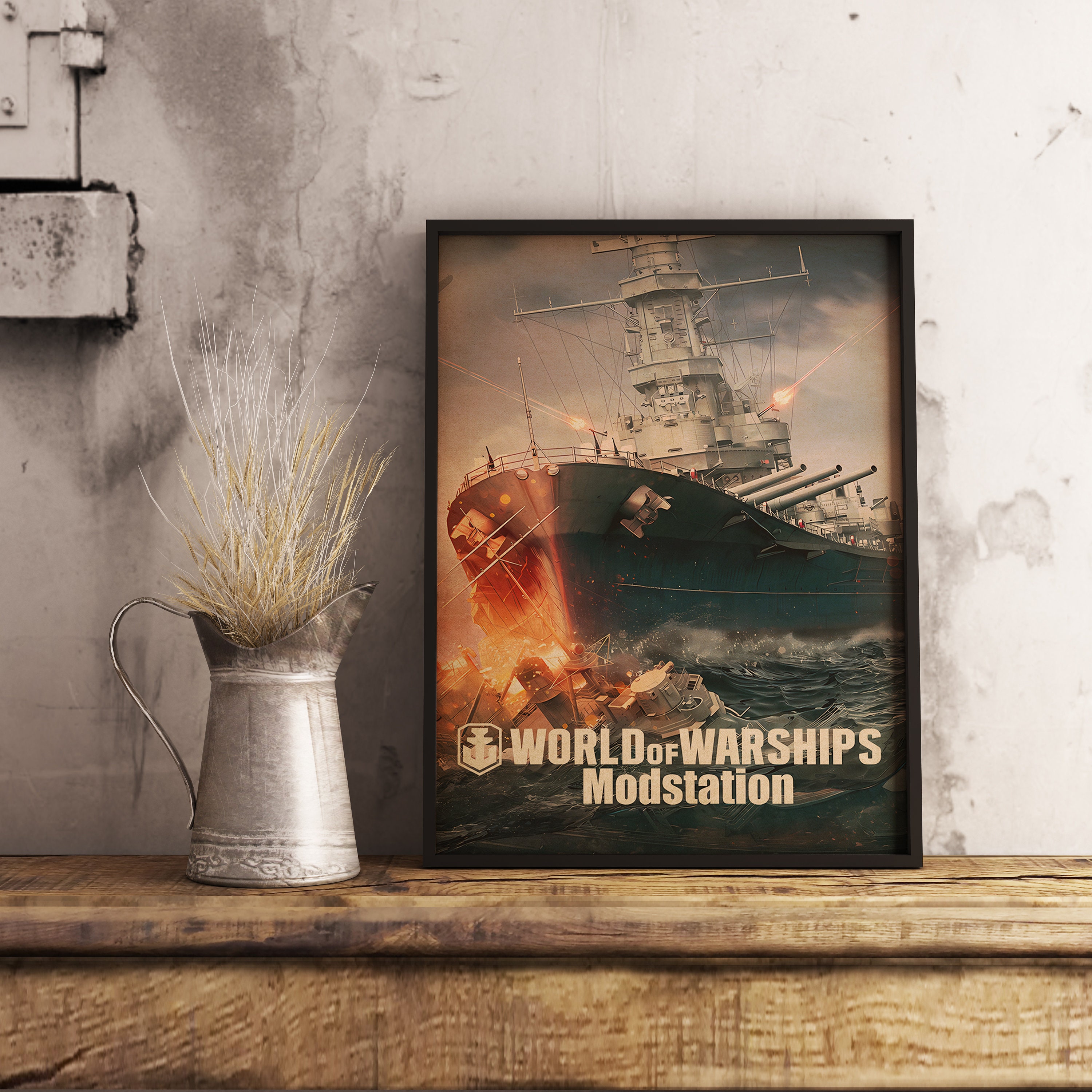 World of Warships Poster, Warship Wall Art, Kraft Paper Print, Gamer ...