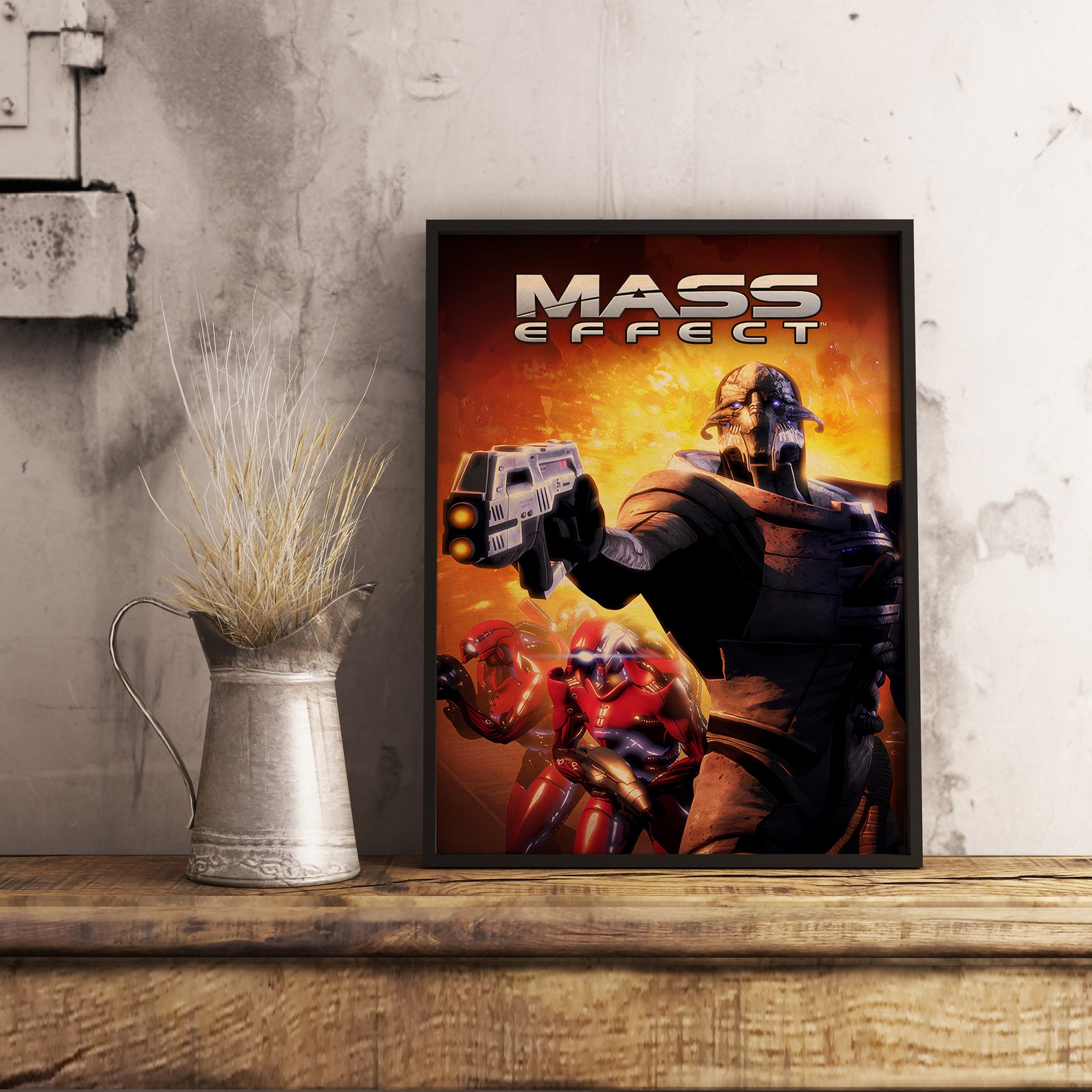 Mass Effect Poster, Commander Shepard Wall Art, Vintage Style Kraft ...