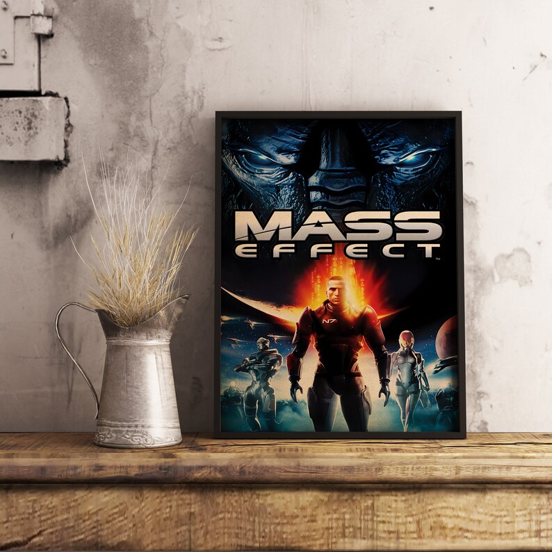 Mass Effect Poster, Commander Shepard Wall Art, Vintage Style Kraft ...