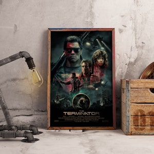 The Terminator Poster, Arnold Schwarzenegg Wall Art, Classic Sci-fi ...