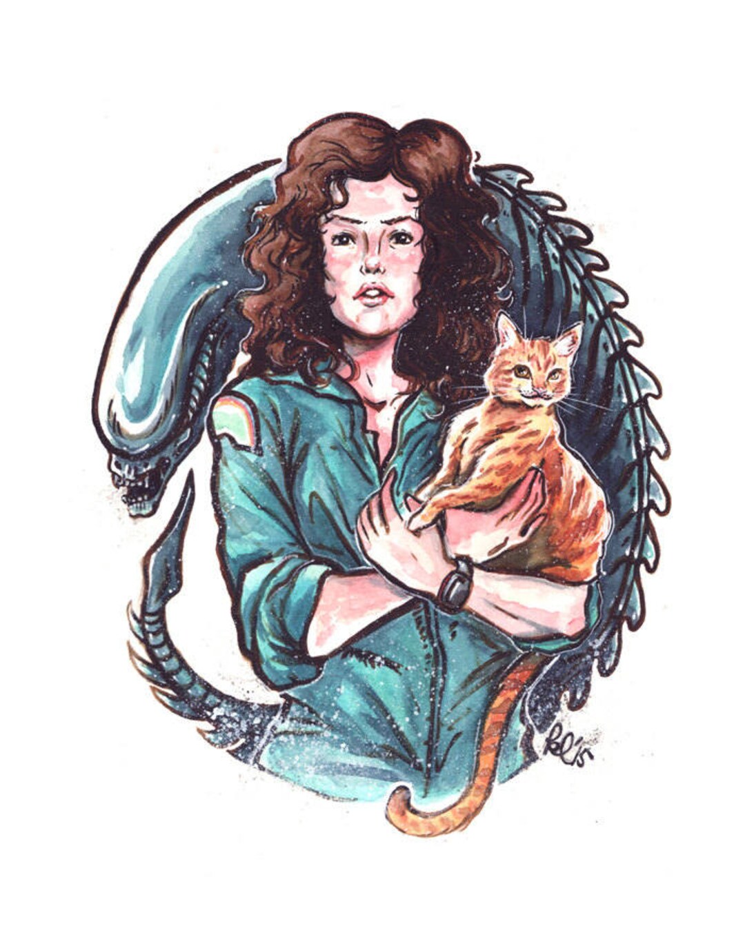 Come On Cat Ripley Jones and Alien Print - Etsy