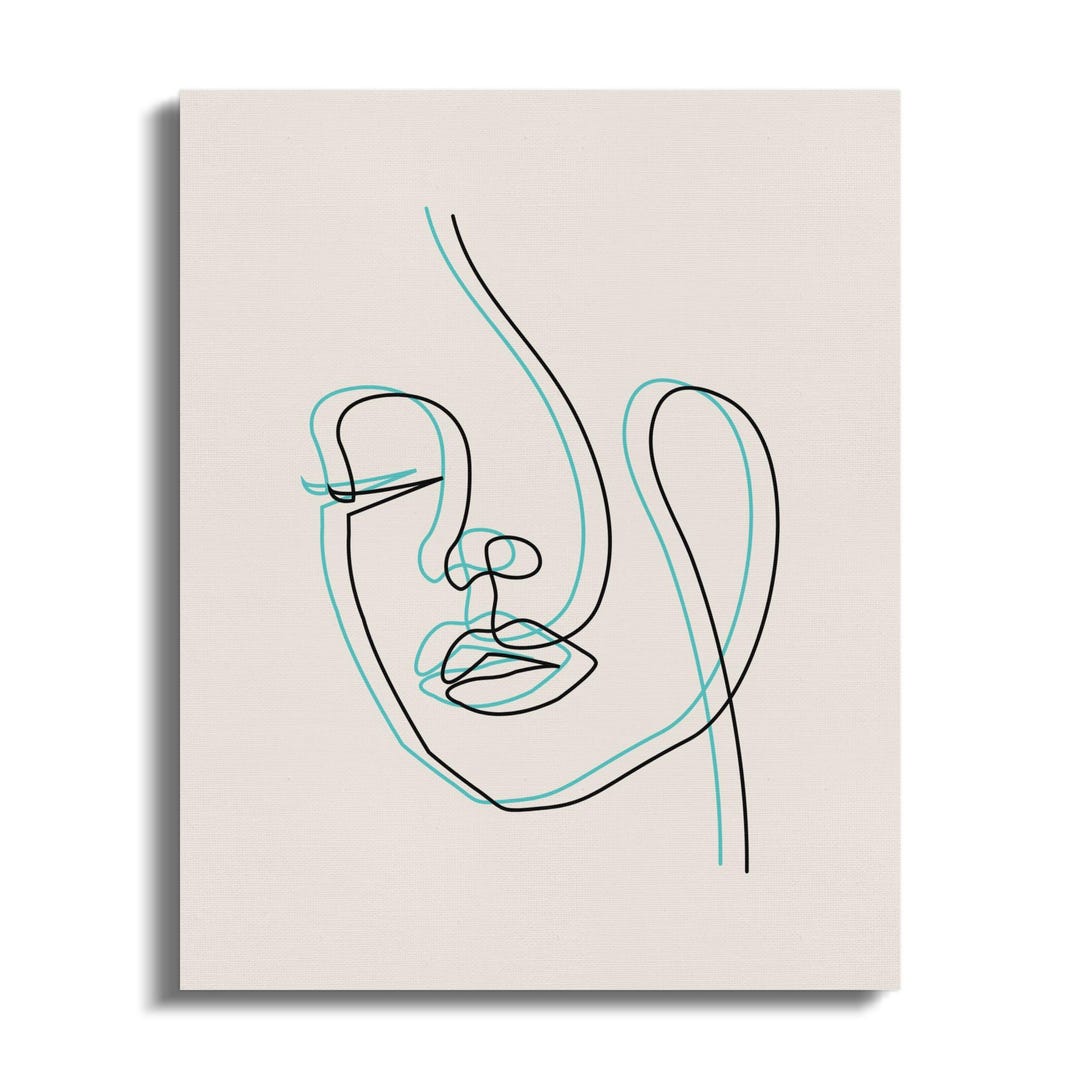 Abstract Face Line Art Printable, Modern Minimalist Woman Portrait ...