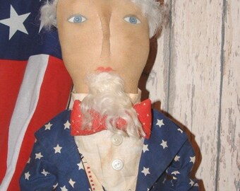 PATTERN Lady Liberty Americana Folk Art Doll & Uncle Sam Torch Ornie E ...