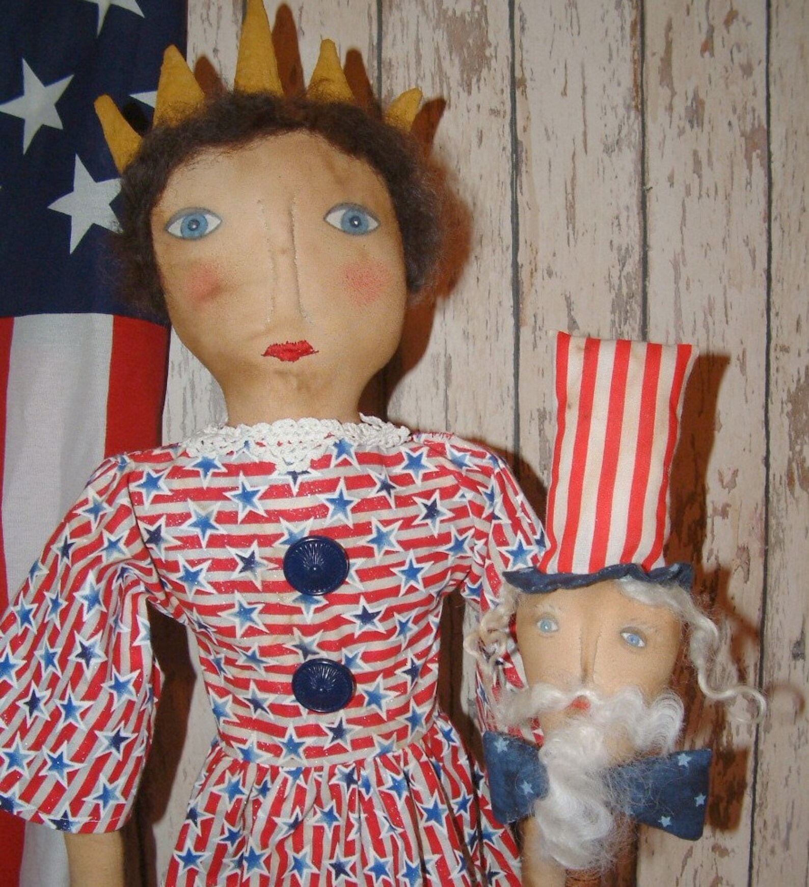 PATTERN Lady Liberty Americana Folk Art Doll & Uncle Sam Torch - Etsy