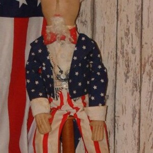 Americana Primitive Folk Art Uncle Sam Doll Digital Instant Download ...