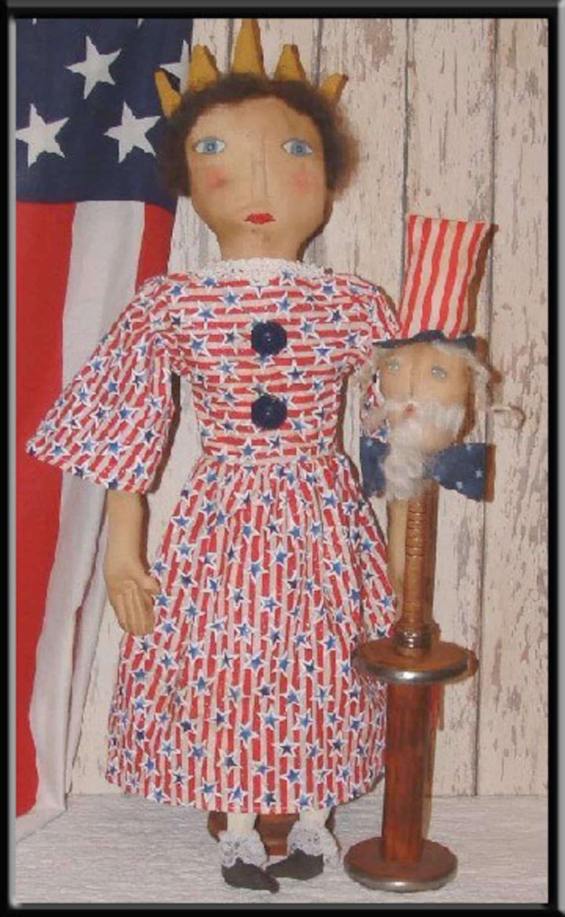 PATTERN Lady Liberty Americana Folk Art Doll & Uncle Sam Torch - Etsy