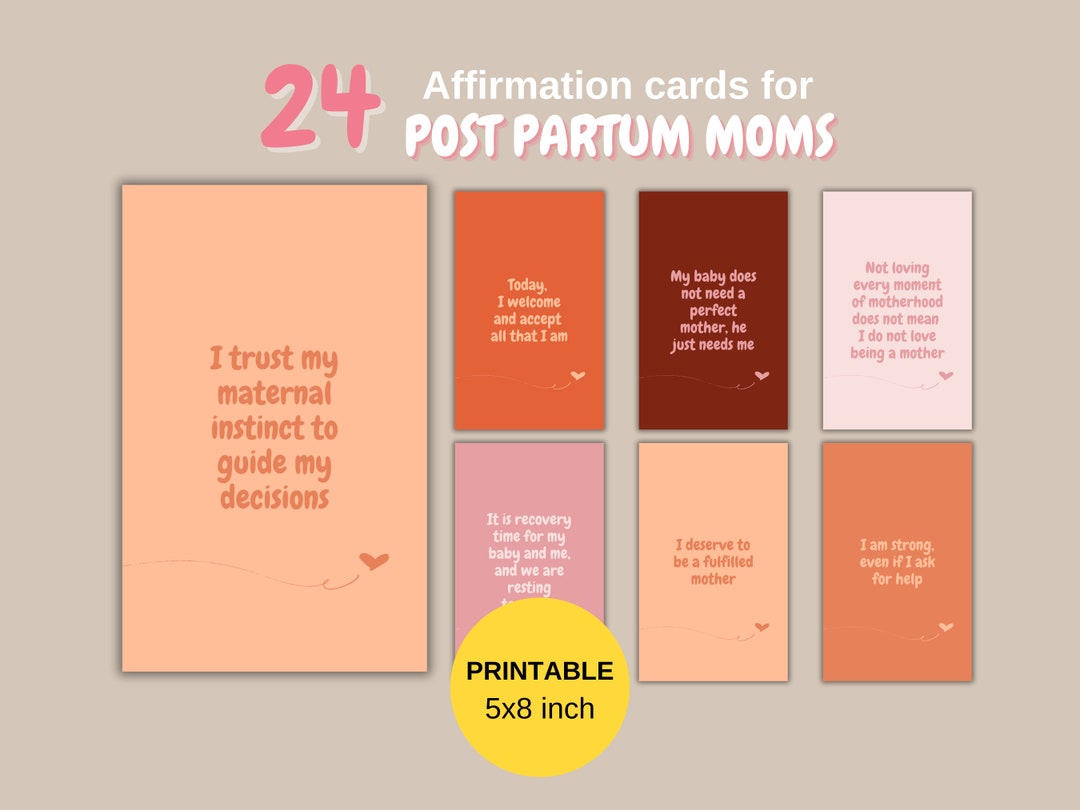 Positive Affirmation Cards for Postpartum Mom, Pregnancy and Birth ...