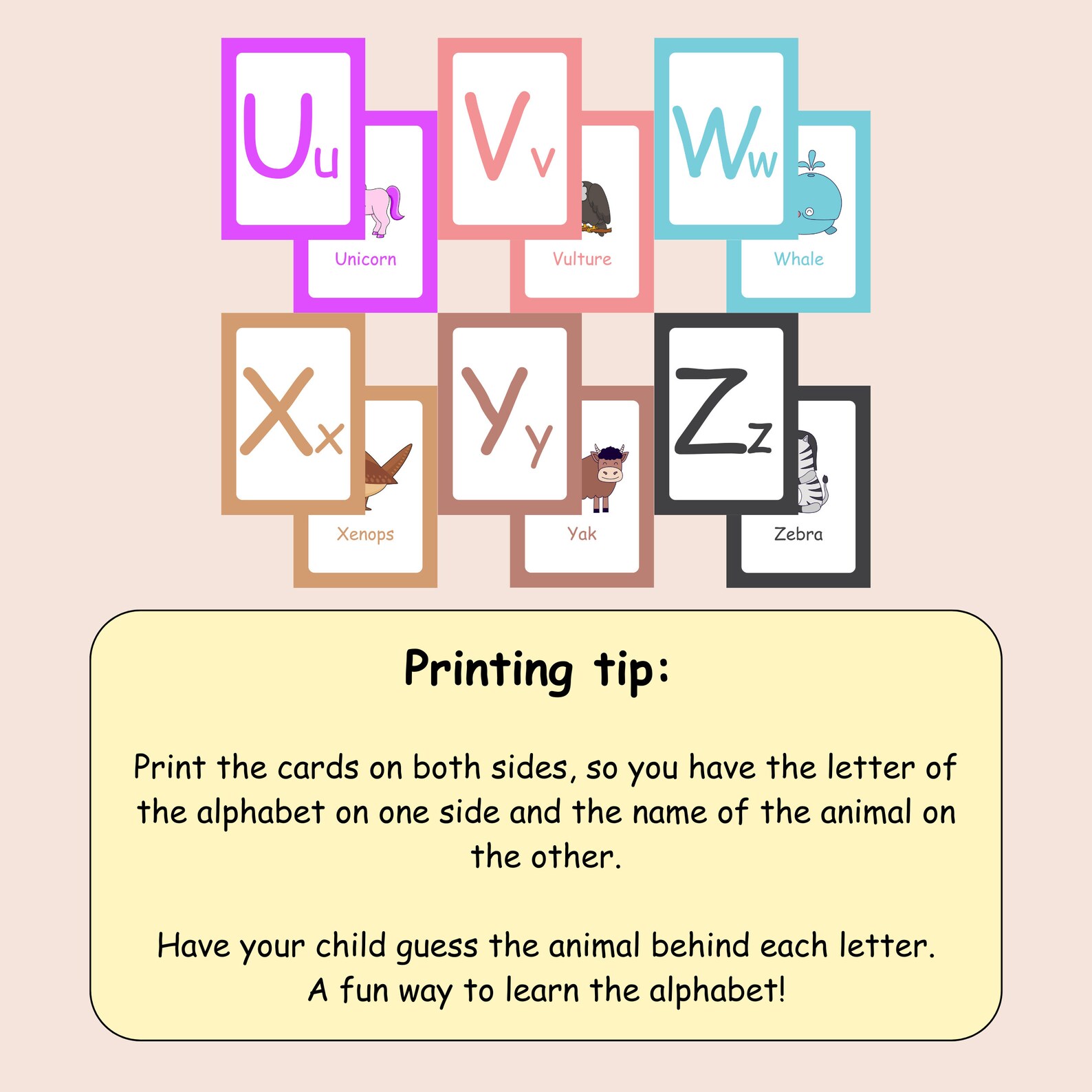 Printable Alphabet Flashcards for Kids, Educative Abc Cards, Montessori ...