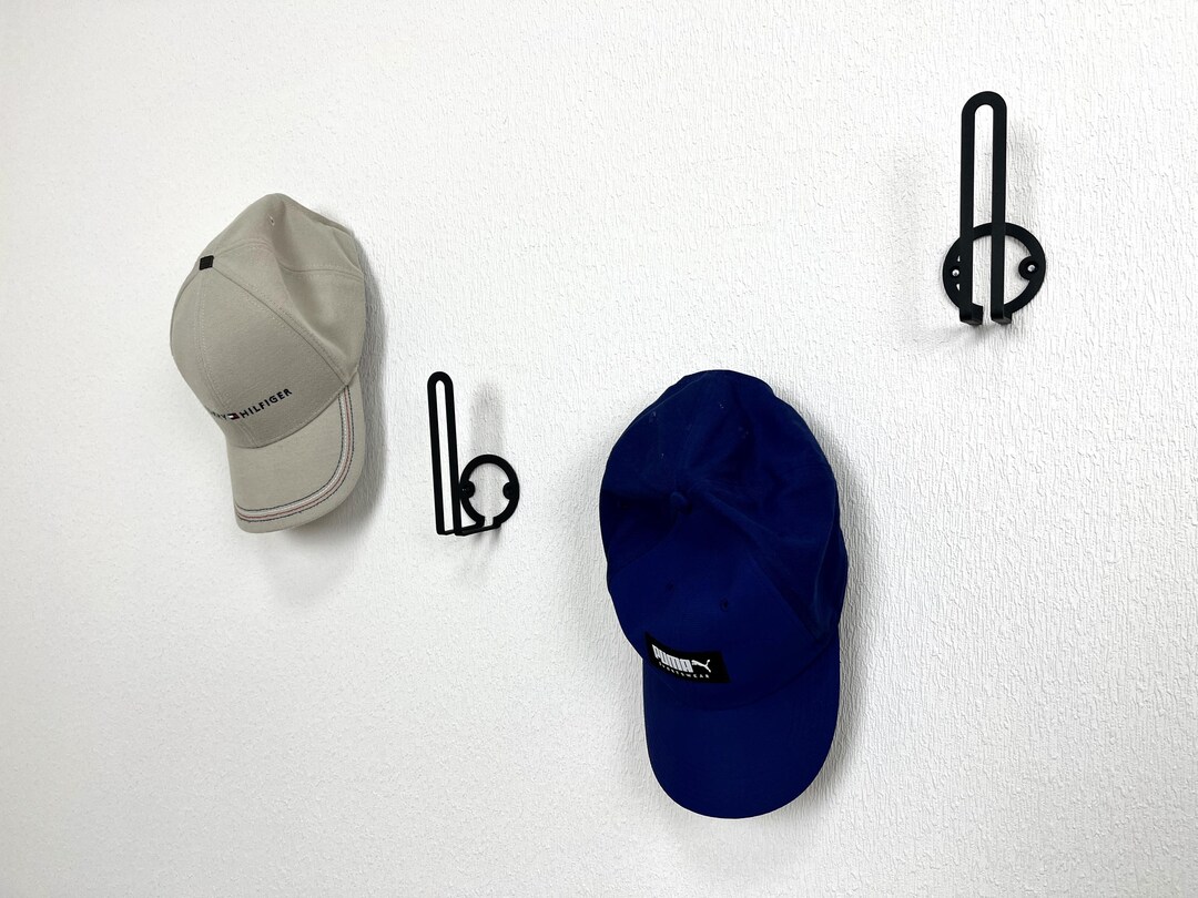 Black Metal Wall Hooks, Baseball Cap Rack, Minimalist Coat Organizer ...