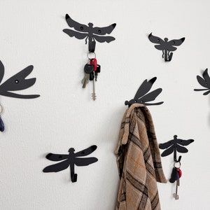 Metal Dragonfly Hooks Set, Unique Gift, Dragonfly Hanger, Housewarming Gift, Single Wall Hook ...