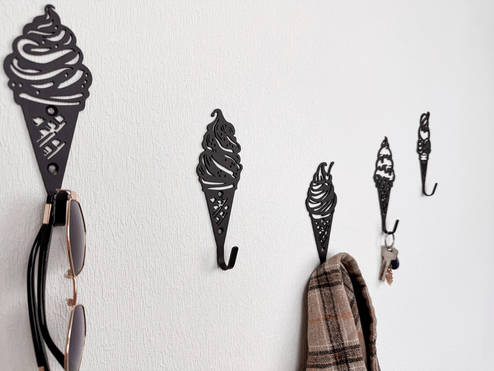 Unique Ice Cream Wall Hook Set, Nursery Decor, Wall Hooks, Ice Cream ...