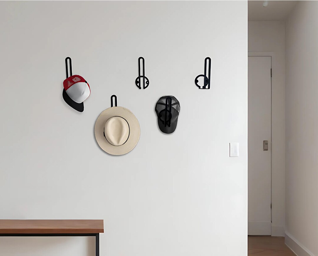 Metal Baseball Cap Hanger, Black Metal Hooks, Hat Rack, Baseball Cap ...