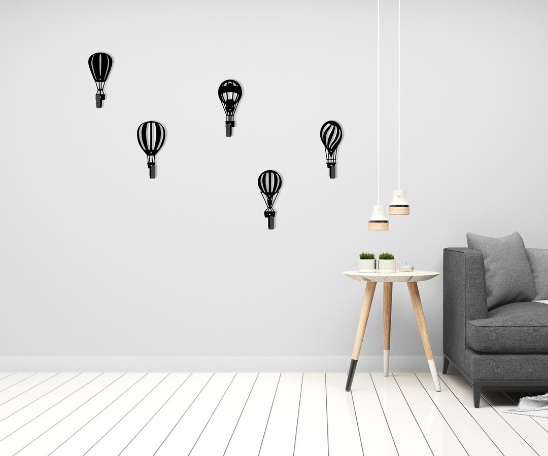 Metal Hot Air Balloon Hooks Set, Decorative Hat Hanger, Baby Room Wall ...