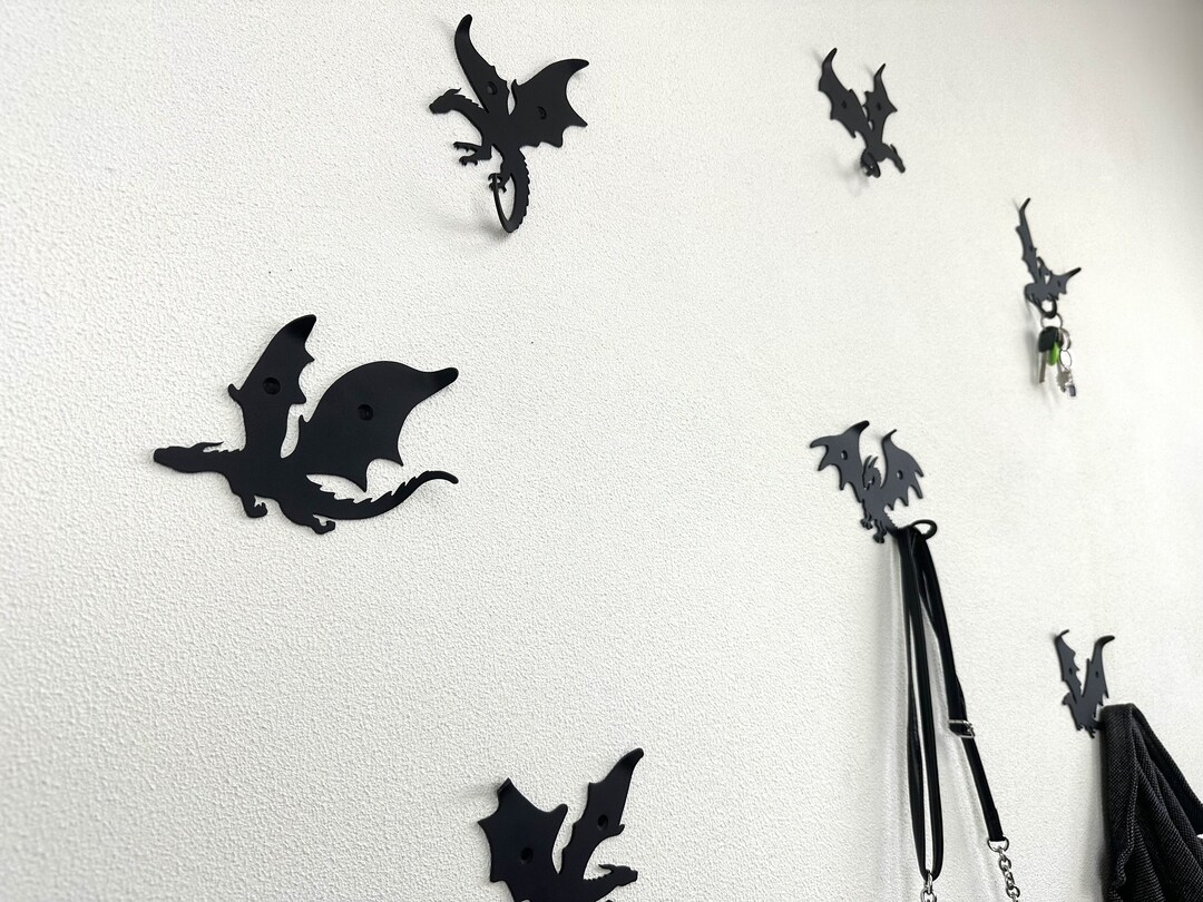 Set of Unique Dragon Wall Hooks, Kids Room Hooks, Key Rack, Animal Wall ...