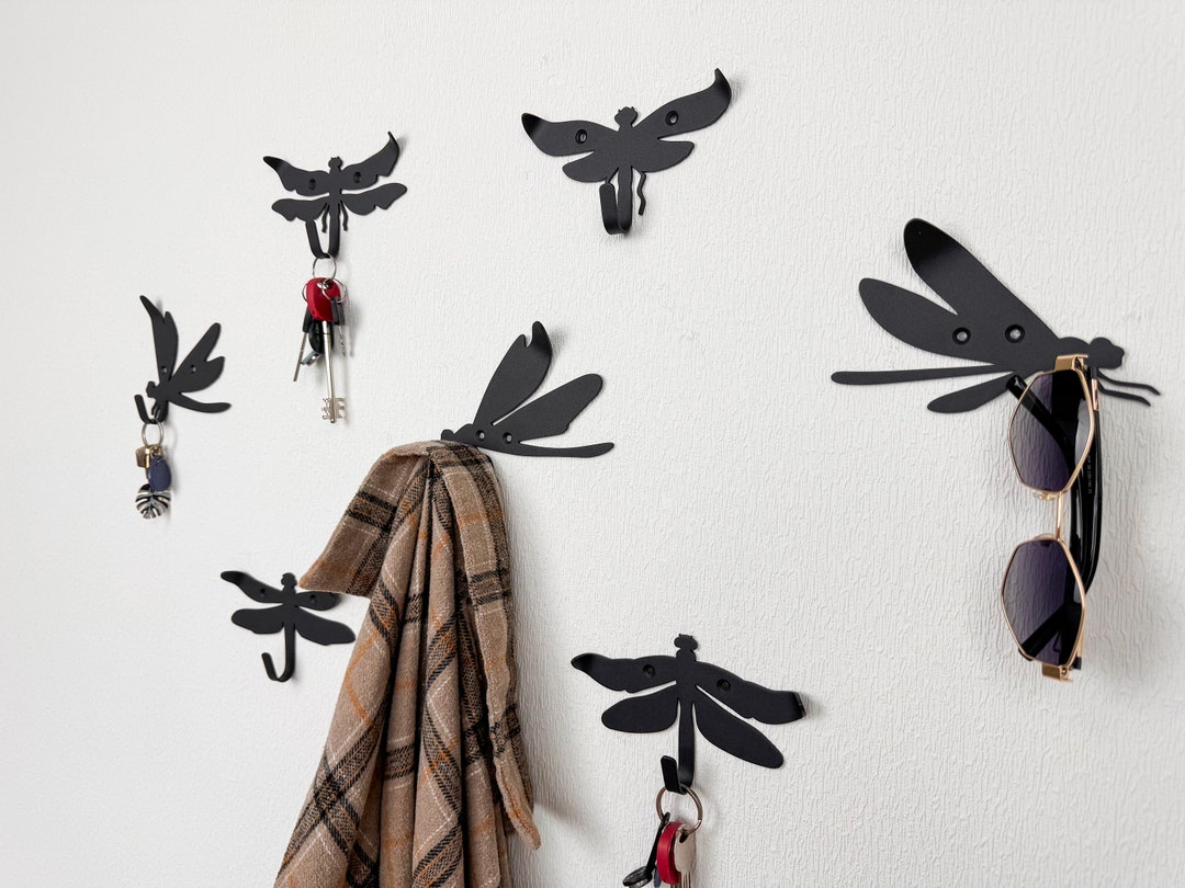 Metal Dragonfly Hooks Set, Unique Gift, Dragonfly Hanger, Housewarming ...