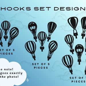 Travel Theme Decorative Hook Set, Hot Air Balloon Decor, Clothes Hooks ...