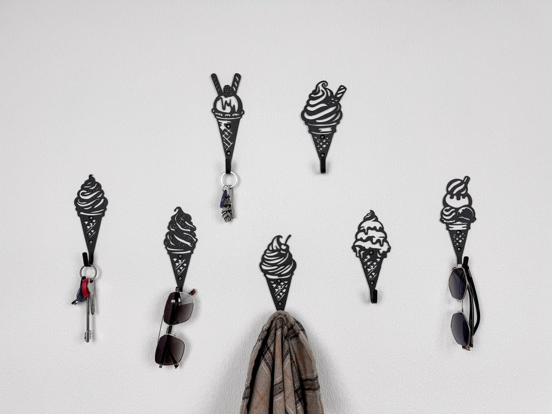 Unique Ice Cream Wall Hook Set, Nursery Decor, Wall Hooks, Ice Cream ...