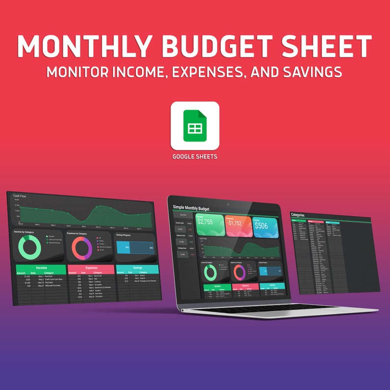 Google Sheets Budget Spreadsheet, Personal Finance Tracker, Planner ...