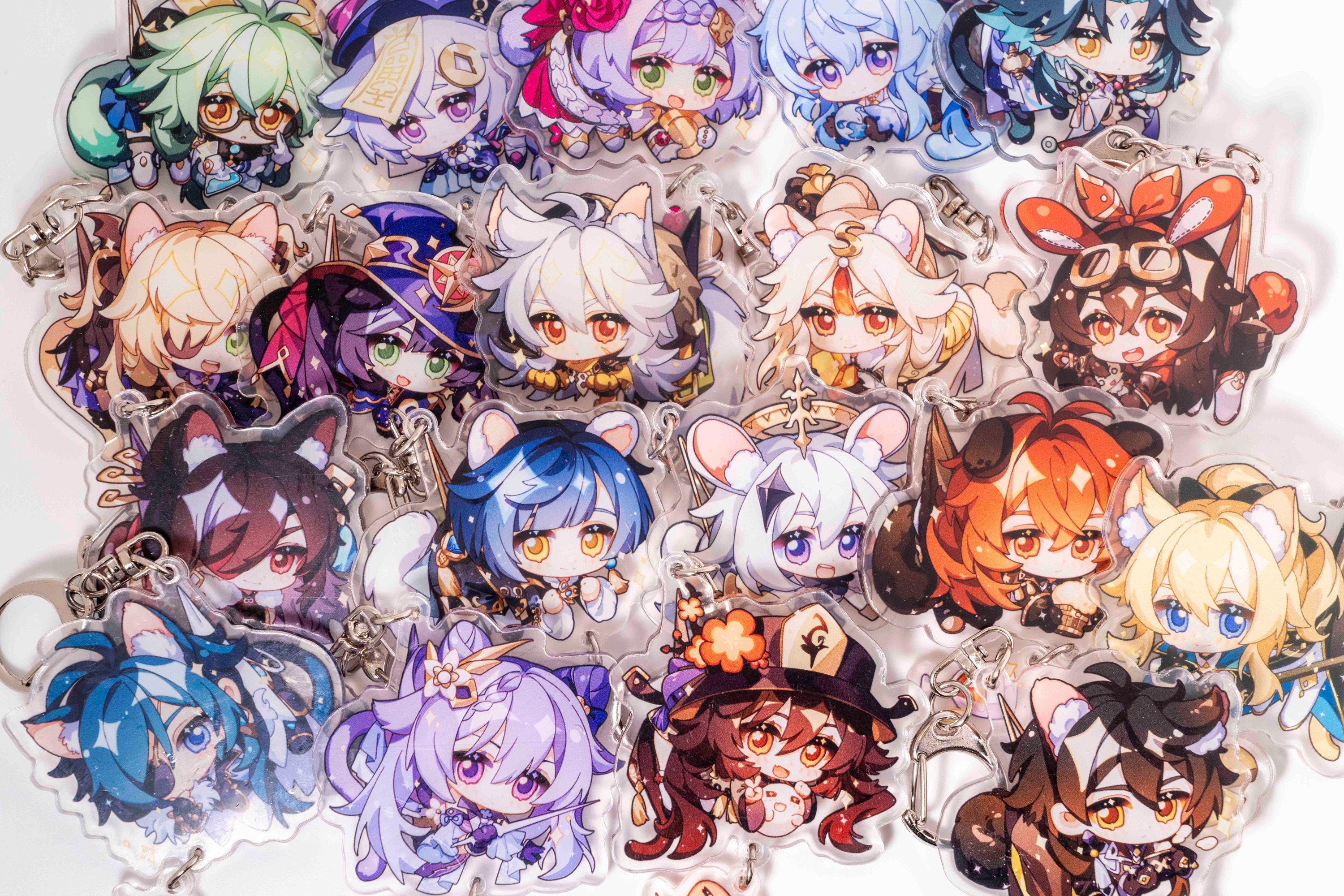 Genshin Impact Chibi Keychain, Genshin Impact Charm, Animal Ear Key ...