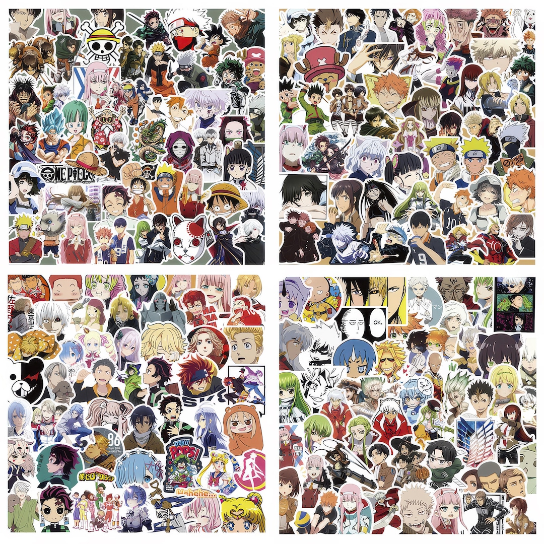 200 Anime Sticker Packs, 4 Set, 50 Stickers per Set, Laptop Sticker ...