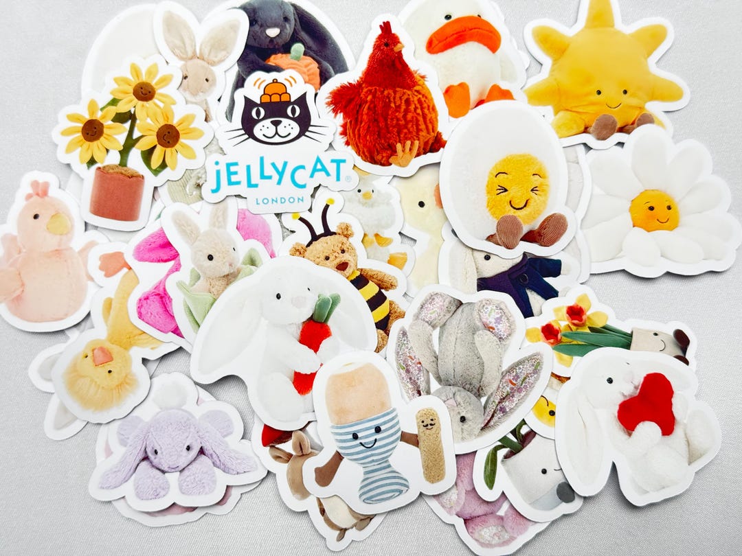 Jellycat 35 Easter Fan Sticker, No Repeat, Jelly Cat Stickers, Easter ...