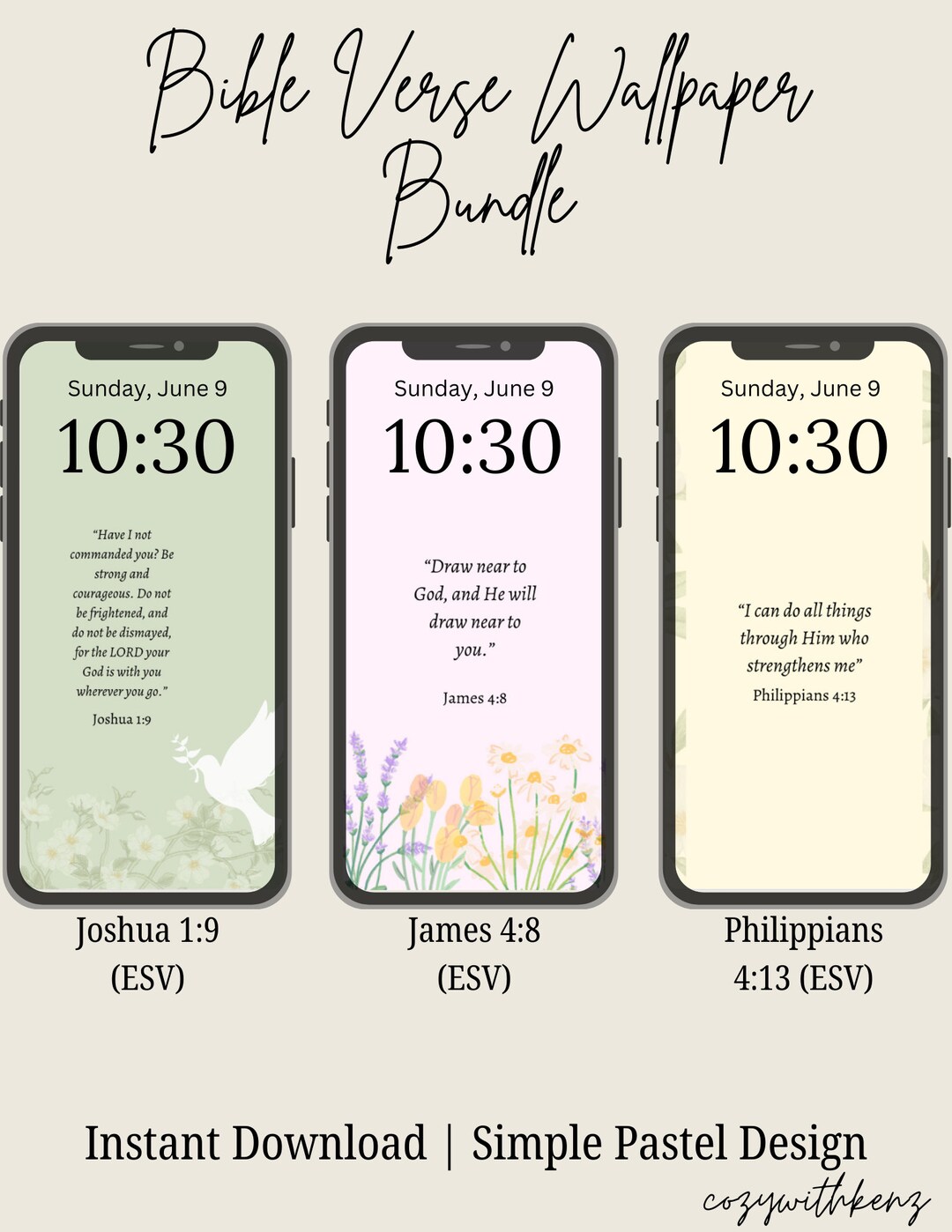 Bible Verse Wallpaper Bundle 3 Screensavers, Iphone, Instant Download ...