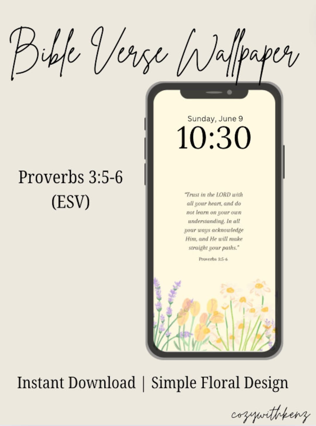 Bible Verse Wallpaper Proverbs 3:5-6, Iphone, Instant Download ...