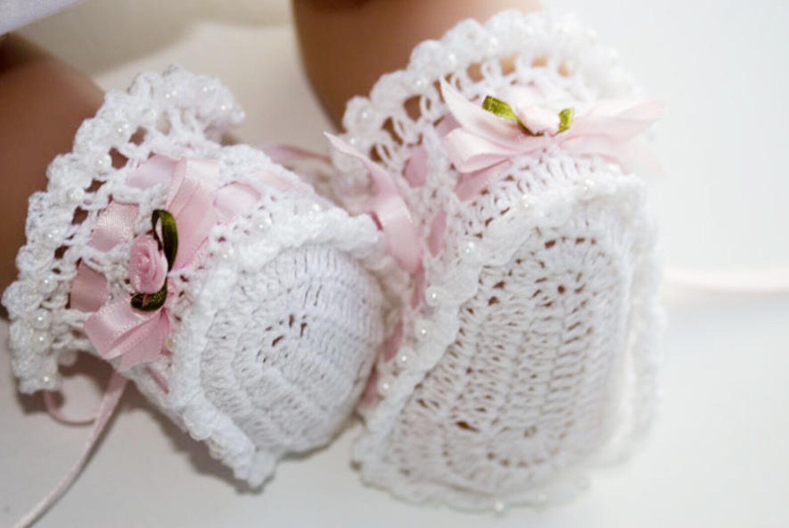 Cheryl's Crochet CC33 Preemie Ribbon & Roses Baby Booties PDF Download ...